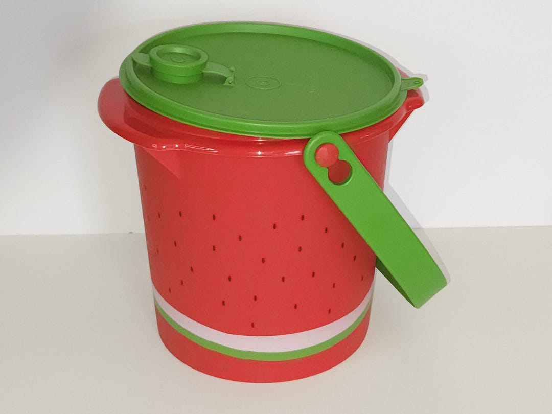 Tupperware Watermelon 5L Canister Red Green Lid Handle Spout - Etsy