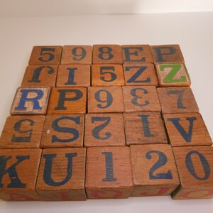 Vintage Wood Number Letter Building Blocks - Etsy