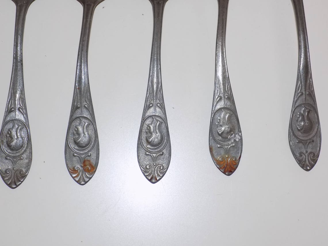 Set of 5 Pewter Spoons Soldier Profile - Etsy