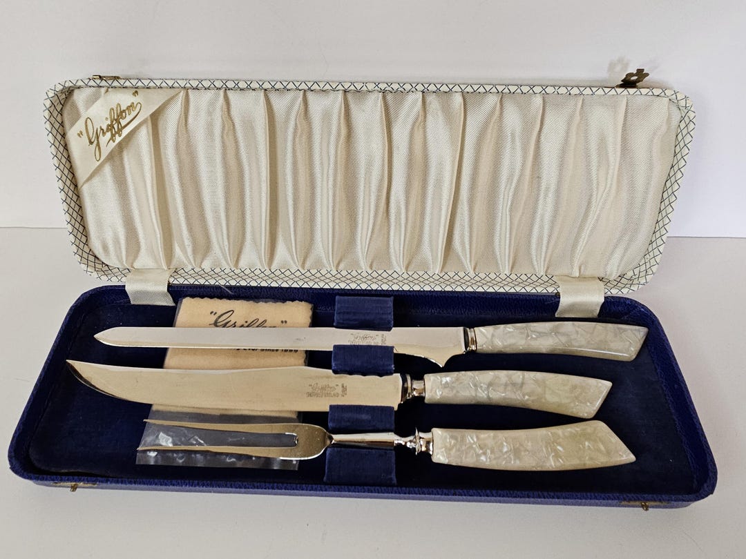 Vintage Griffon Carving Set Mother of Pearl Handles Sheffield England ...