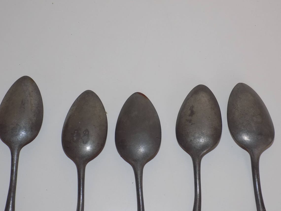 Set of 5 Pewter Spoons Soldier Profile | Etsy