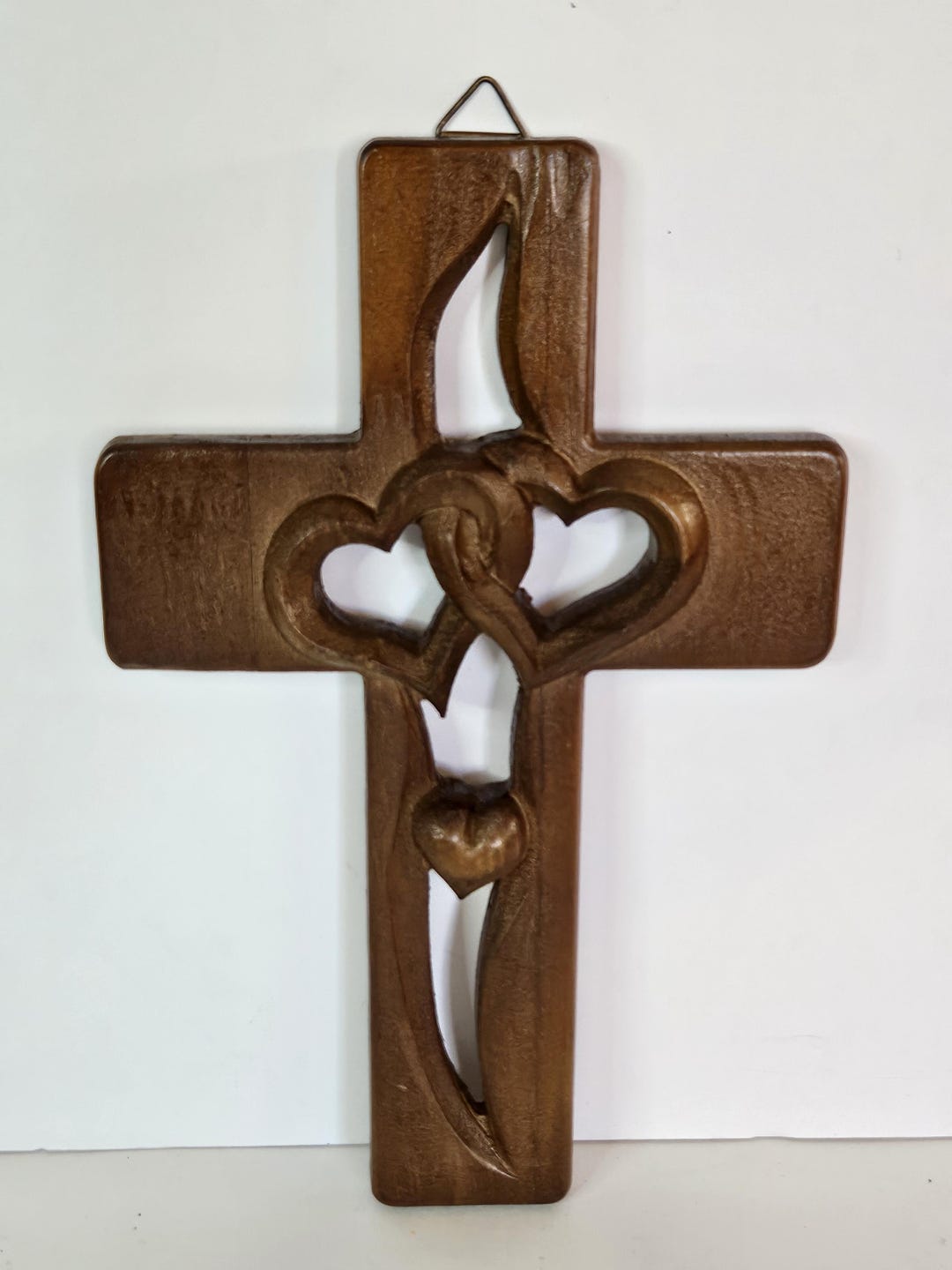 Wood Cross Intertwined Hearts Wall Hanging - Etsy