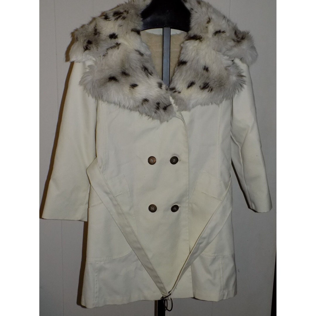 Vintage Outer Banks Collection by Jerold Belted Trench Coat Faux Fur ...