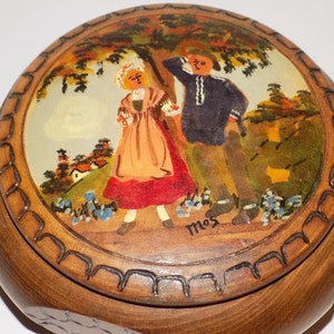 Vintage Hand Made Pyrography Painted Pyrogravure Et Peinture Wood ...