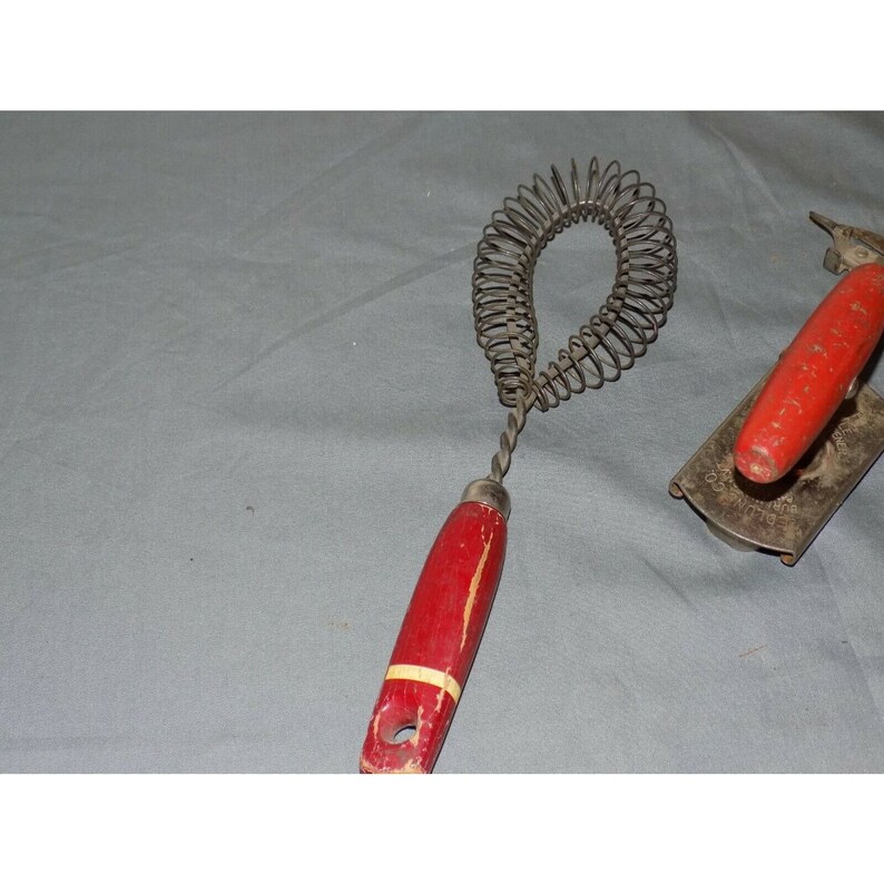 Vintage Red Wood Handle Kitchen Utensils Retro Farmhouse - Etsy