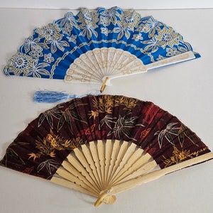 Vintage Cloth Folding Fans - Etsy