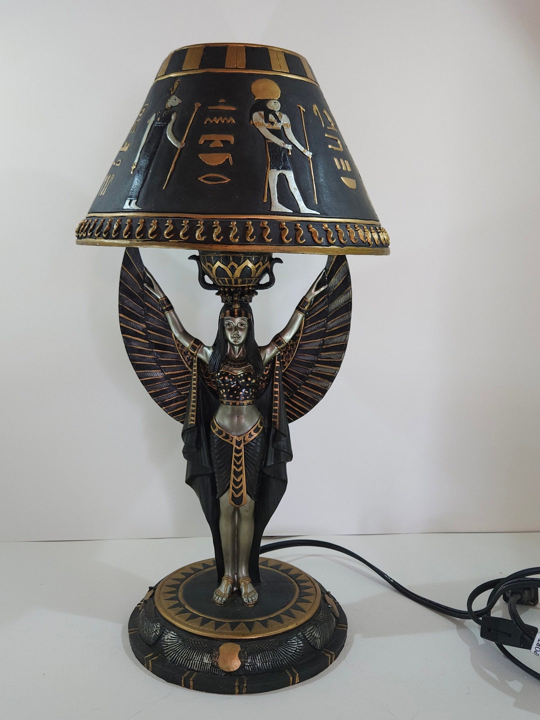 Egyptian Goddess Isis Lamp With Shade - Etsy