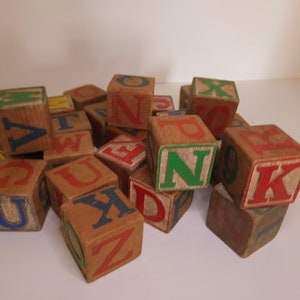 Vintage Wood Number Letter Building Blocks - Etsy