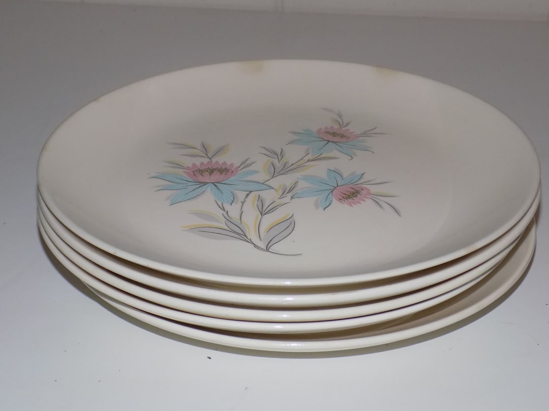 Vintage Steubenville Plate Set Fairlane Pattern Pink Blue Flowers - Etsy