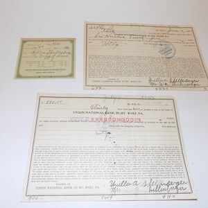 Vintage 1940s Union National Bank Promissory Note Loan Payment - Etsy
