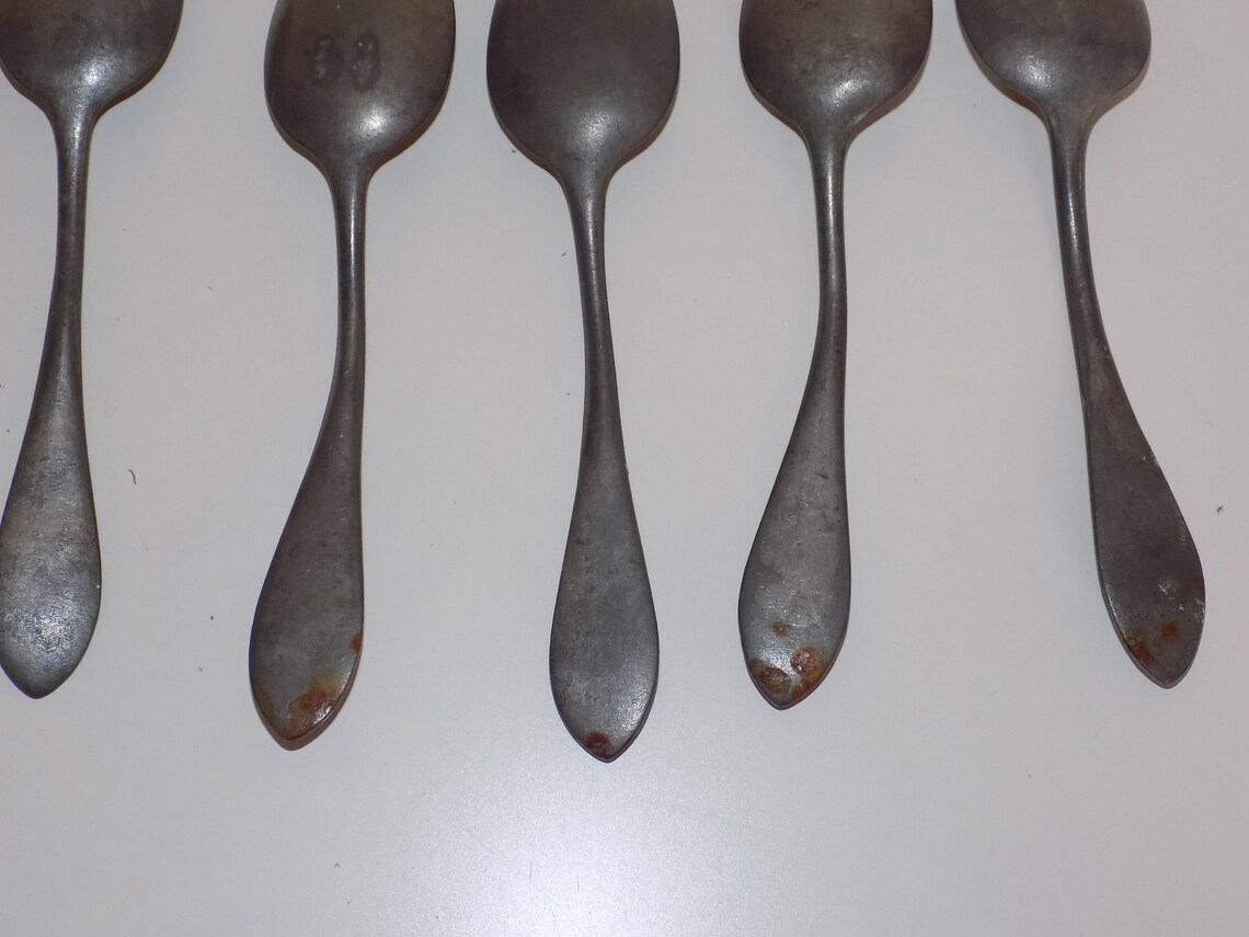 Set of 5 Pewter Spoons Soldier Profile - Etsy