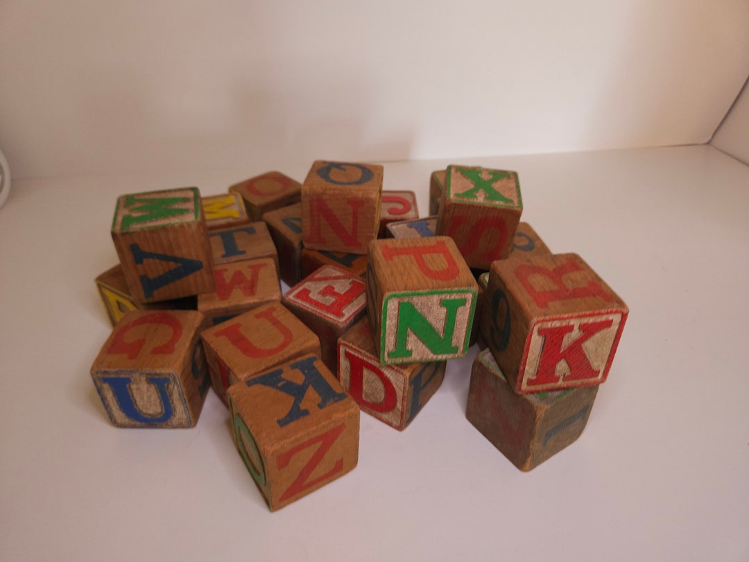 Vintage Wood Number Letter Building Blocks - Etsy