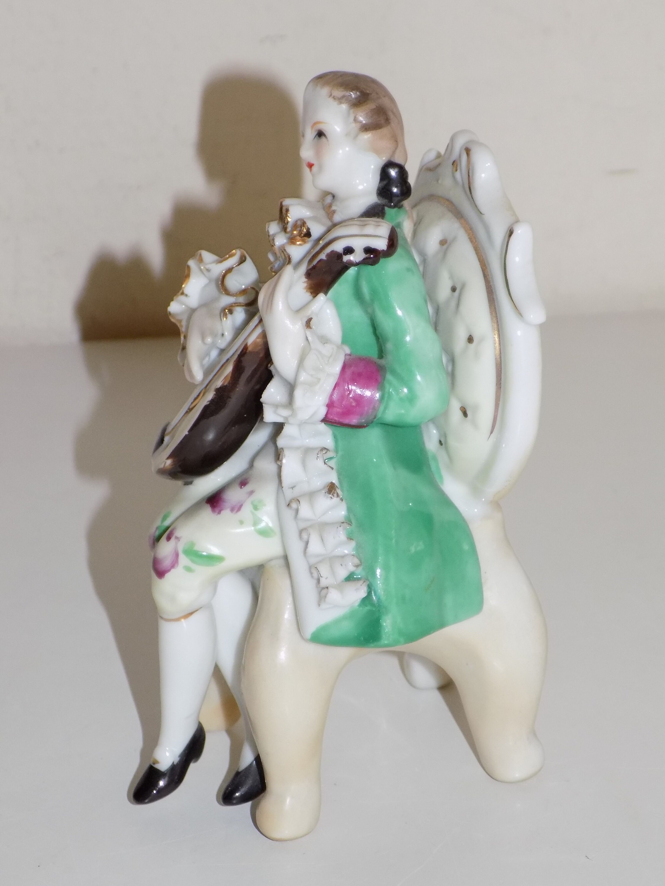 Vintage Porcelain Minstrel Musician Figurine Gold Victorian | Etsy