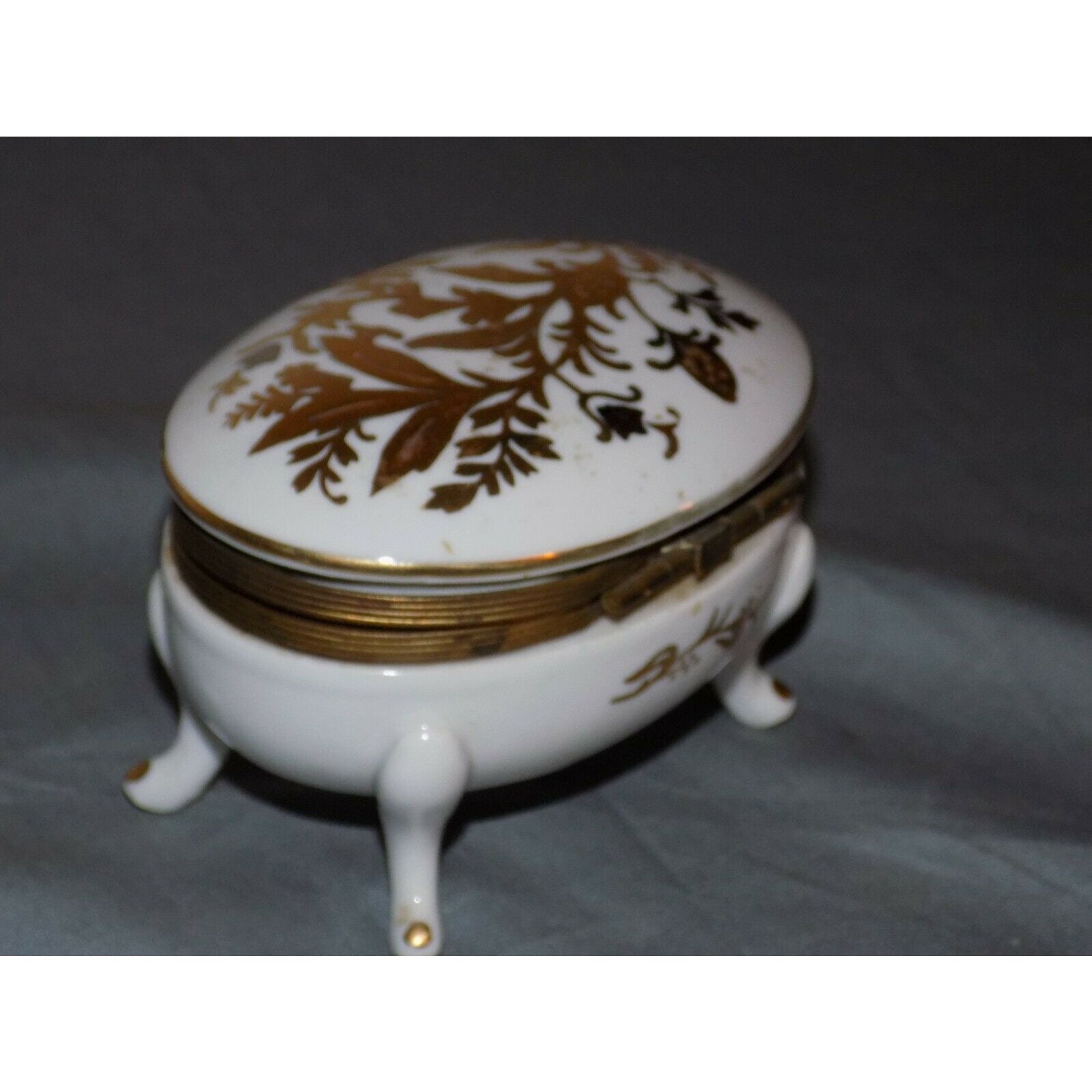 Vintage Isco Lidded Trinket Box Handpainted Gold Gilt | Etsy