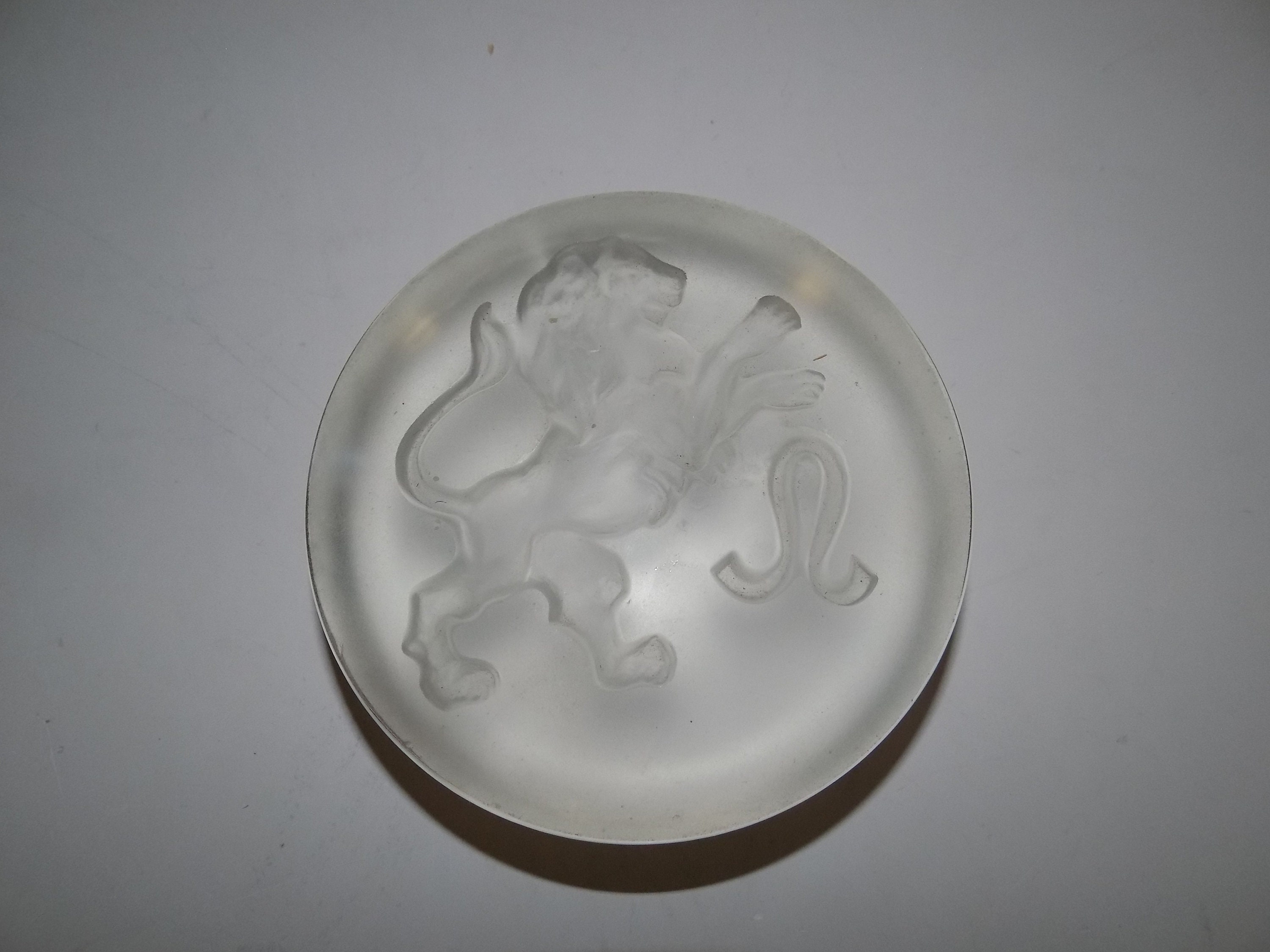 Etched Glass Lion Leo Zodiac Paperweight Round Desk Accessory - Etsy