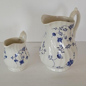 Vintage Myott Finlandia Pitcher Creamer Set Blue White - Etsy