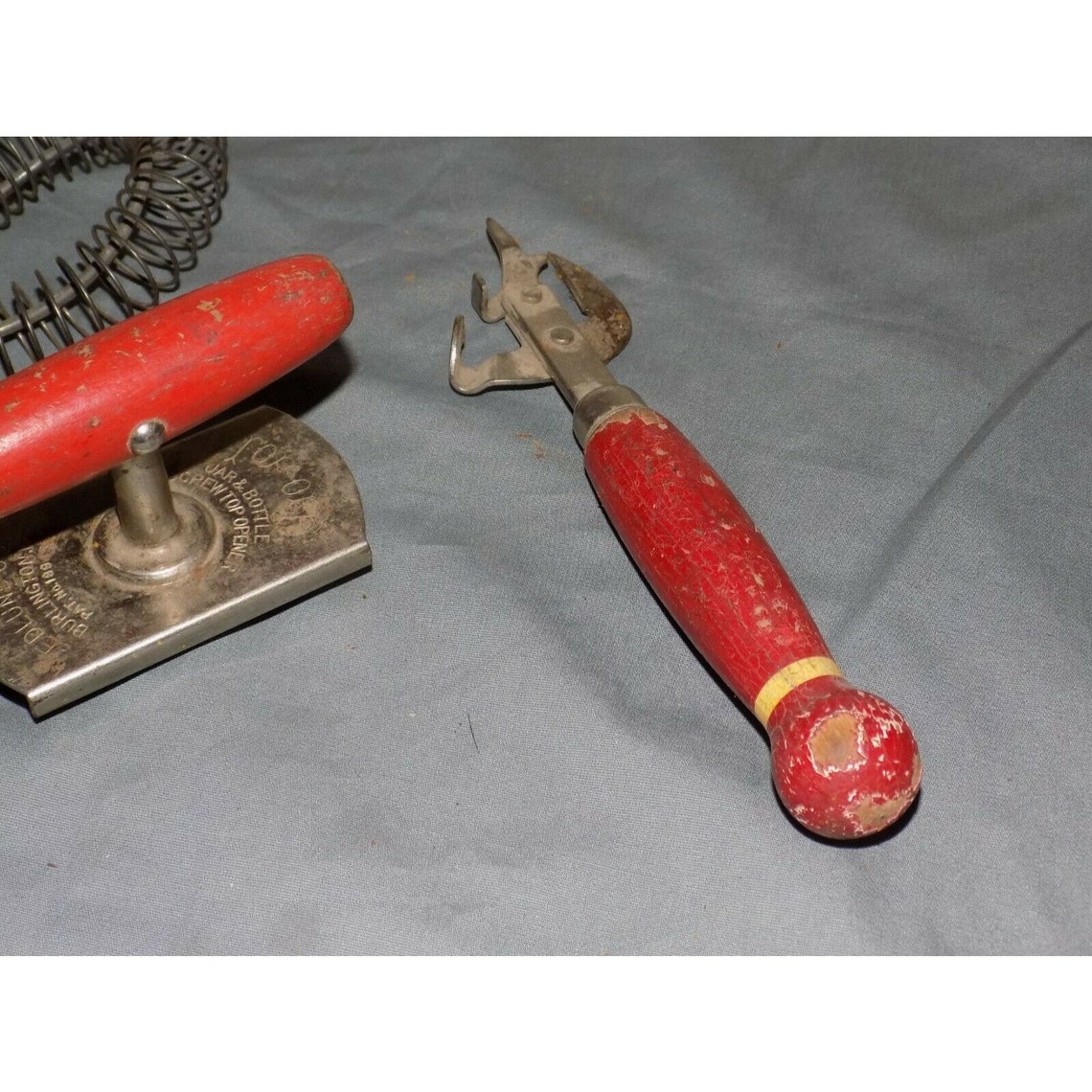 Vintage Red Wood Handle Kitchen Utensils Retro Farmhouse - Etsy