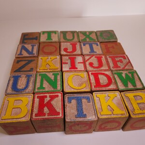 Vintage Wood Number Letter Building Blocks - Etsy