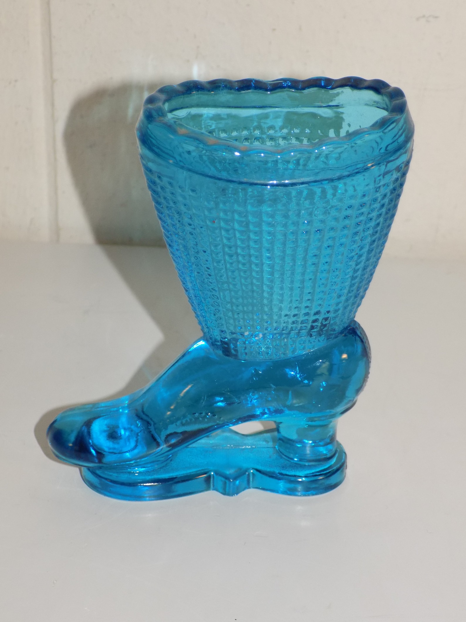 Vintage Blue Glass Boot Toothpick Holder Trinket | Etsy