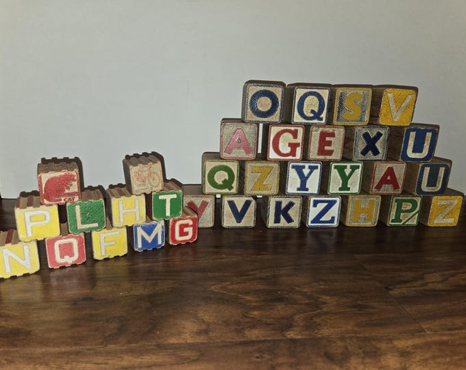 Vintage Wood Letter Alphabet Building Blocks Disney - Etsy