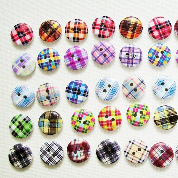 Plaid Buttons - Etsy