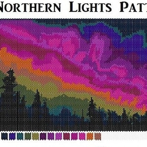 Northern Lights BEADWORK Pattern-perler + Bead Loom + Peyote + Brick ...