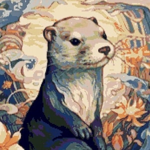 CUTE Otter PATTERN for Counted Cross Stitch-rug Hook-plastic Canvas ...