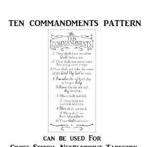 Ten Commandments PRINTABLE Cross Stitch PATTERN Rug Hooking - Etsy