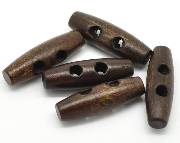 5 Wood Toggle Buttons-30mm Toggles-sewing-knitting-crochet Supplies ...