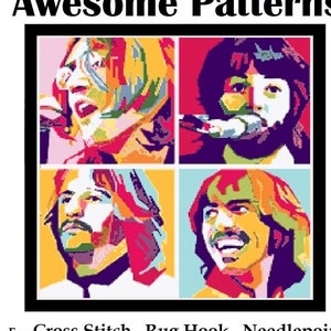 The Beatles PATTERN for Cross Stitch-rug Hooking-plastic Canvas ...