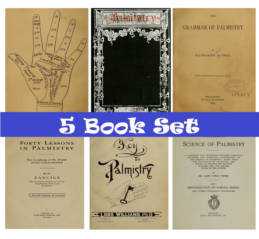 PALMISTRY 5 B00K Set 1893 Rare Tome Unabridged Old Knowledge ...