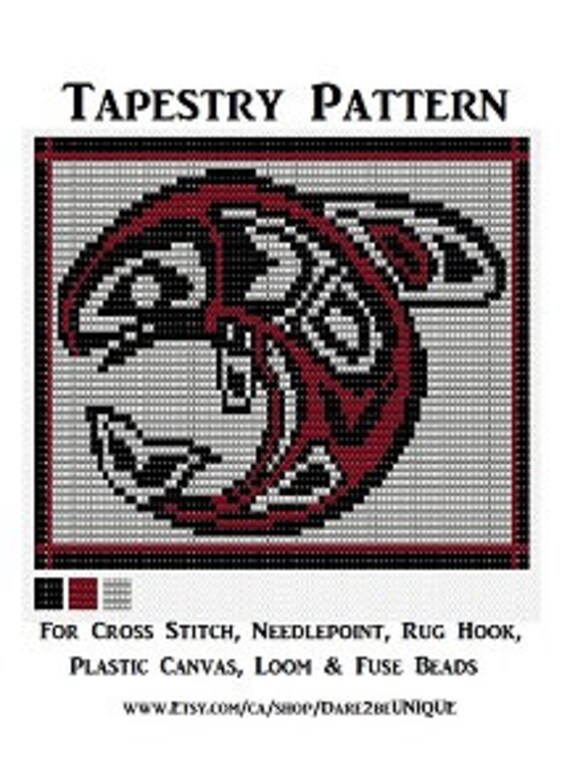 Salish Whale Cross Stitch PATTERN Rug Hooking Patterns | Etsy