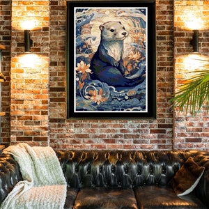 CUTE Otter PATTERN for Counted Cross Stitch-rug Hook-plastic Canvas ...