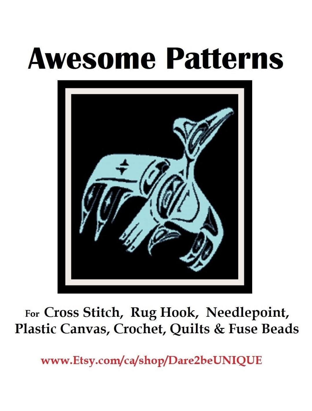 Salish Thunderbird PATTERN for Cross Stitch-rug Hook-plastic Canvas ...