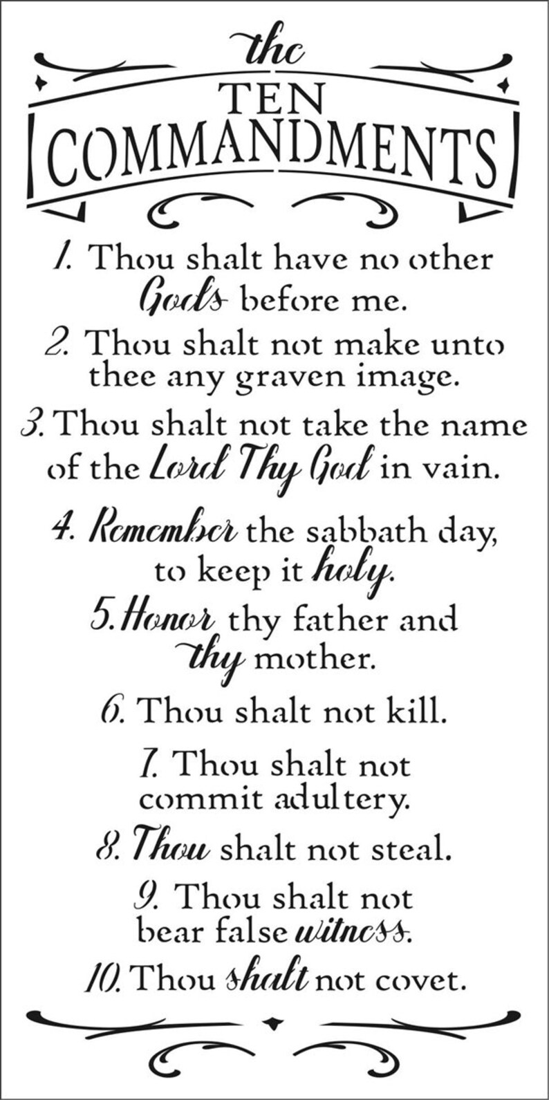 Ten Commandments PRINTABLE Cross Stitch PATTERN Rug Hooking | Etsy