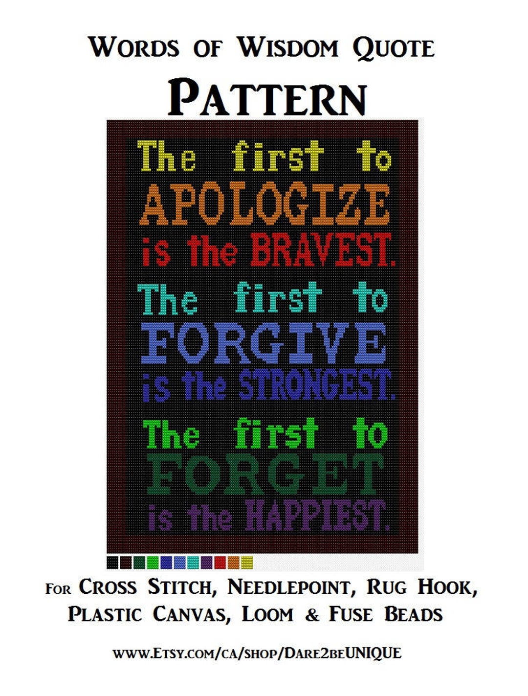 Wisdom Quote PATTERN for Cross Stitch-rug Hooking-plastic Canvas ...