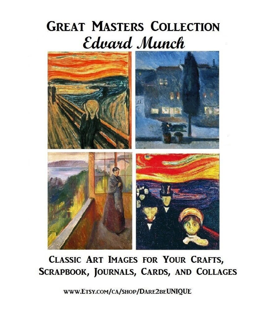 Edvard Munch COLLAGE Kit-135pc-famous Paintings Fine Art Scrapbook ...