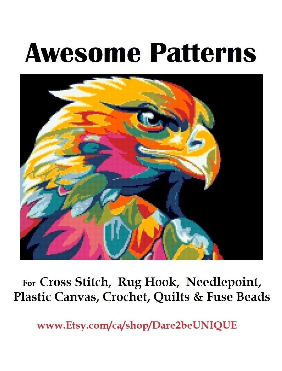 Eagle PATTERN for Counted Cross Stitch-rug Hooking-plastic Canvas ...