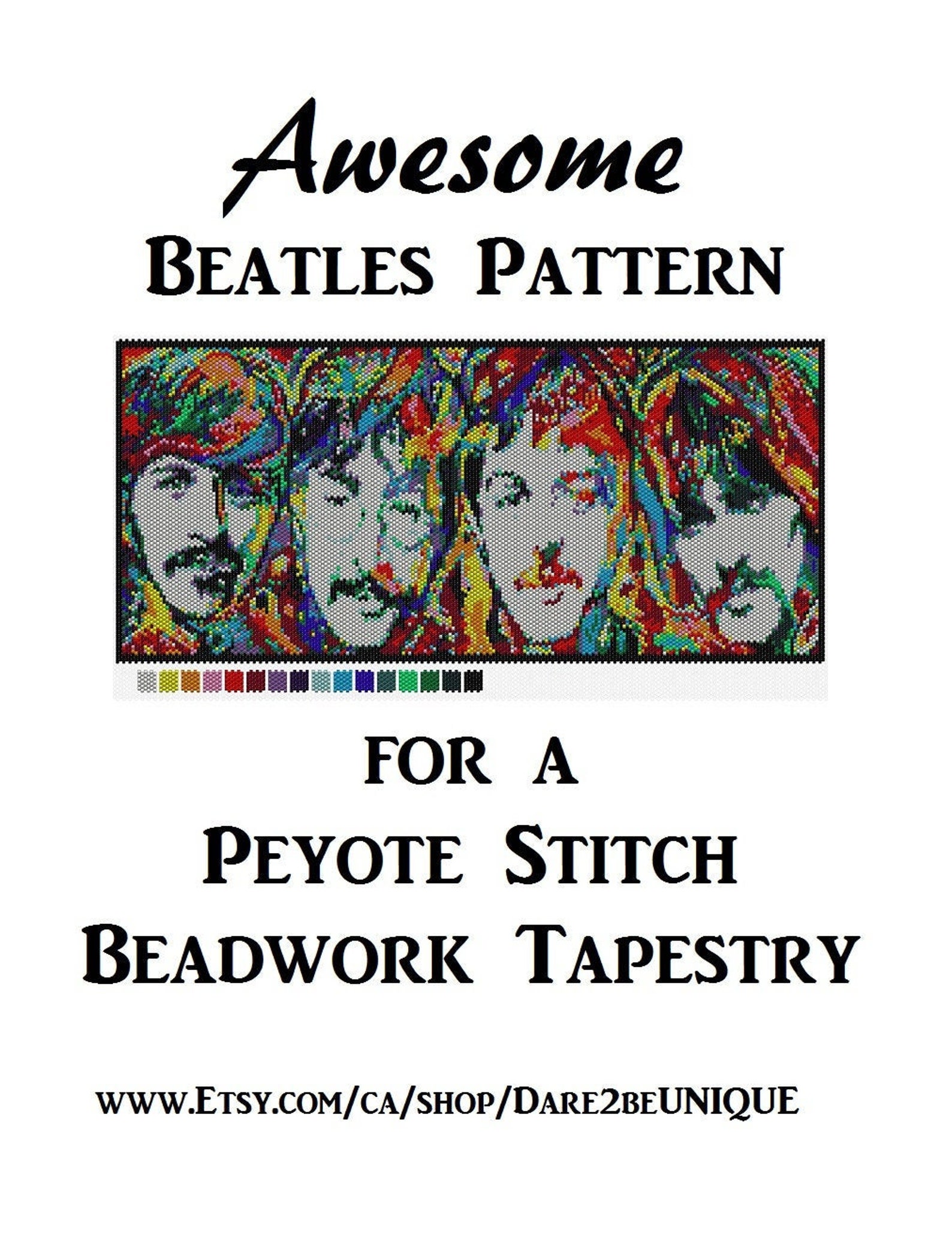 The Beatles BEADWORK Tapestry PATTERN Peyote & Brick Stitch - Etsy