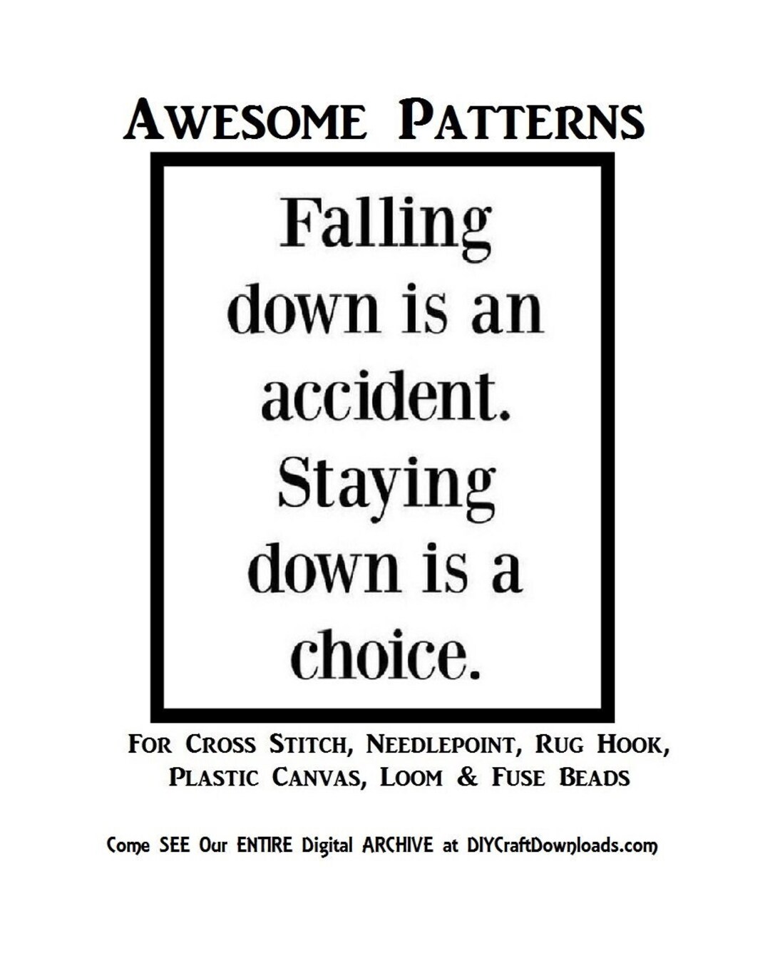 Choice Quote Cross Stitch PATTERN, Rug Hooking Plastic Canvas ...