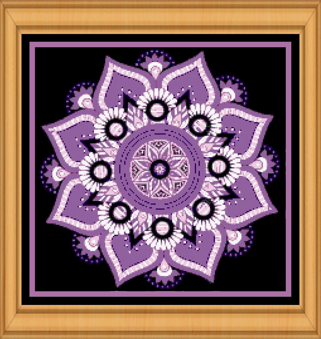 4 Lotus Mandala Cross Stitch PATTERNS, Rug Hooking Pattern, Needlepoint ...