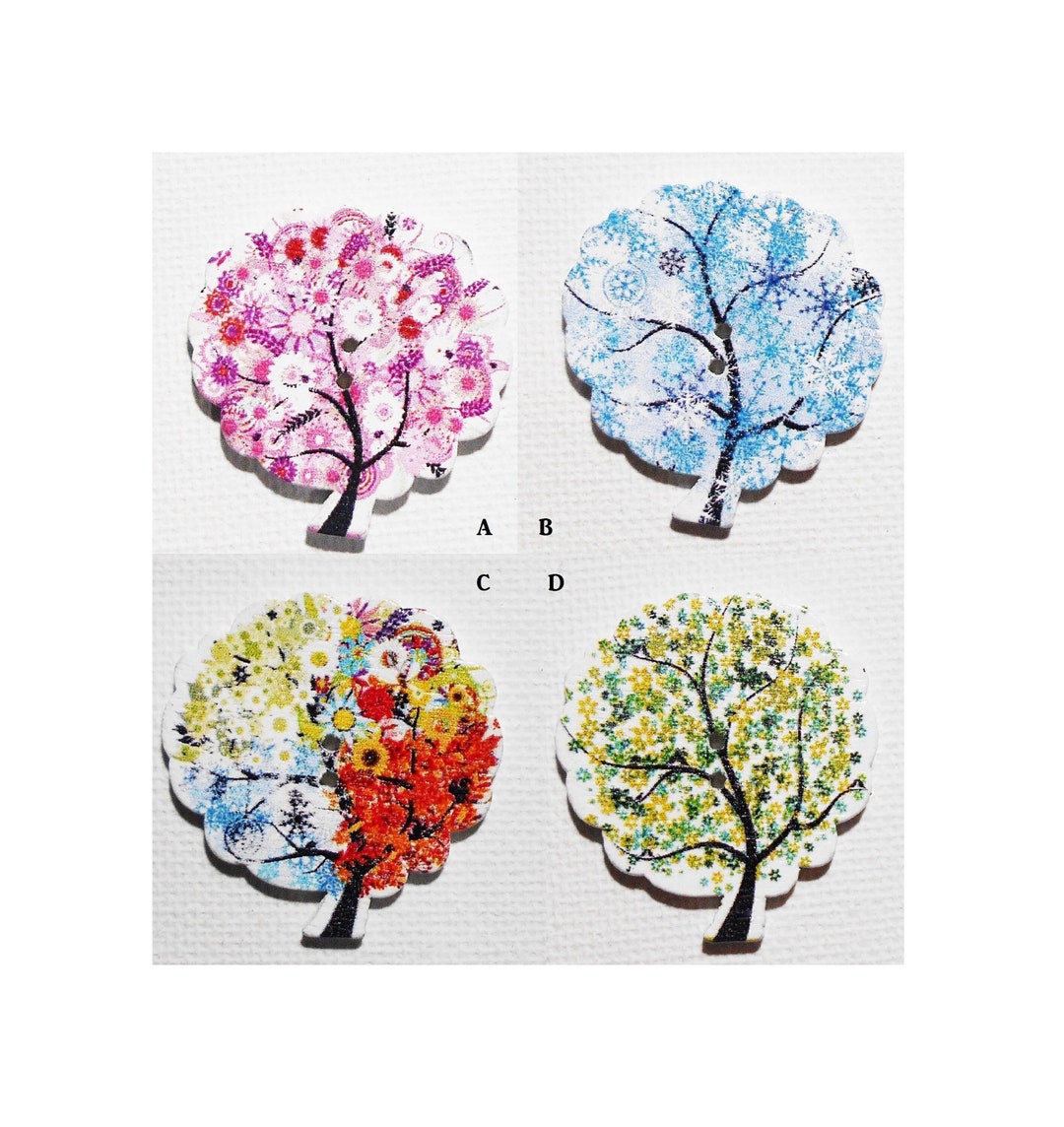 3 Big TREE Wood Buttons-30mm Button-sewing-knitting-crochet-flat ...