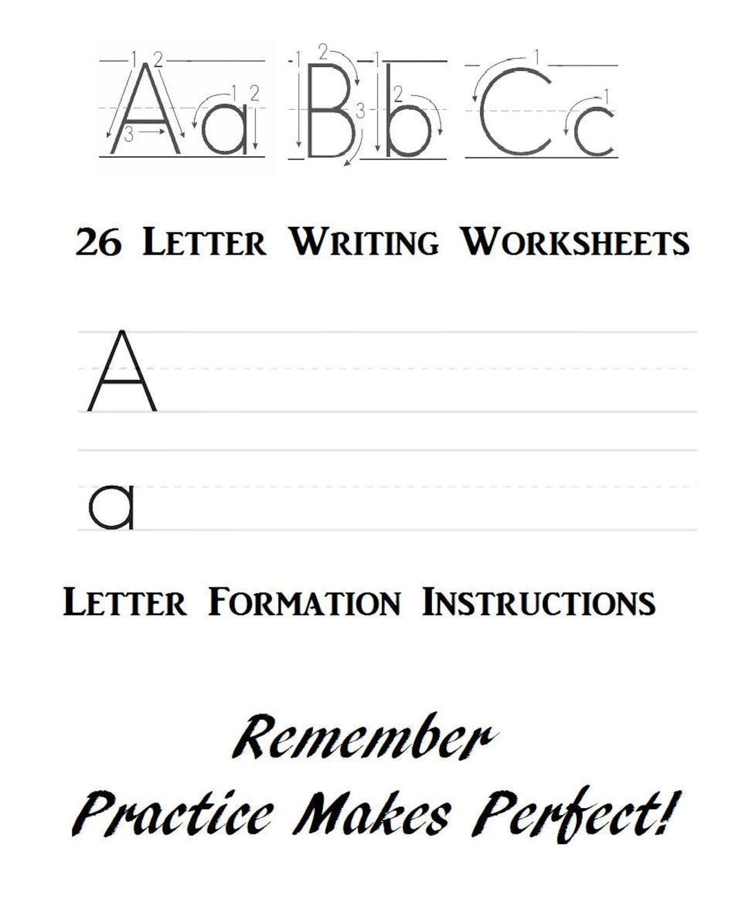 Printable Handwriting Worksheets for Homeschool, 26 Alphabet Practice ...