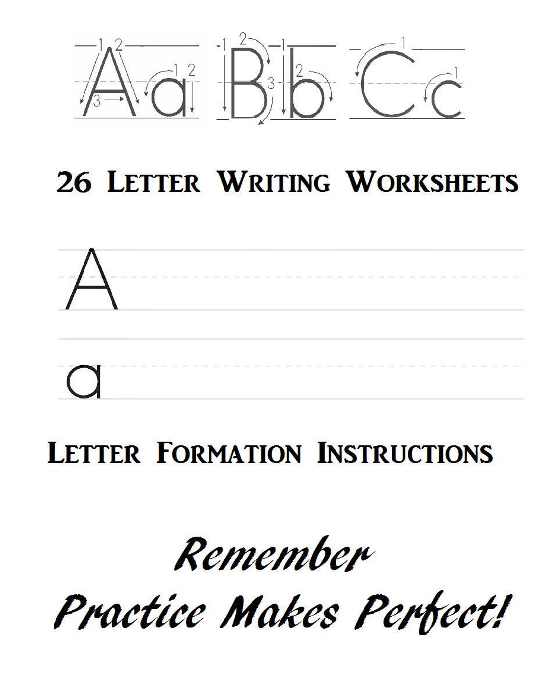 Printable Handwriting Worksheets for Homeschool 26 Alphabet - Etsy