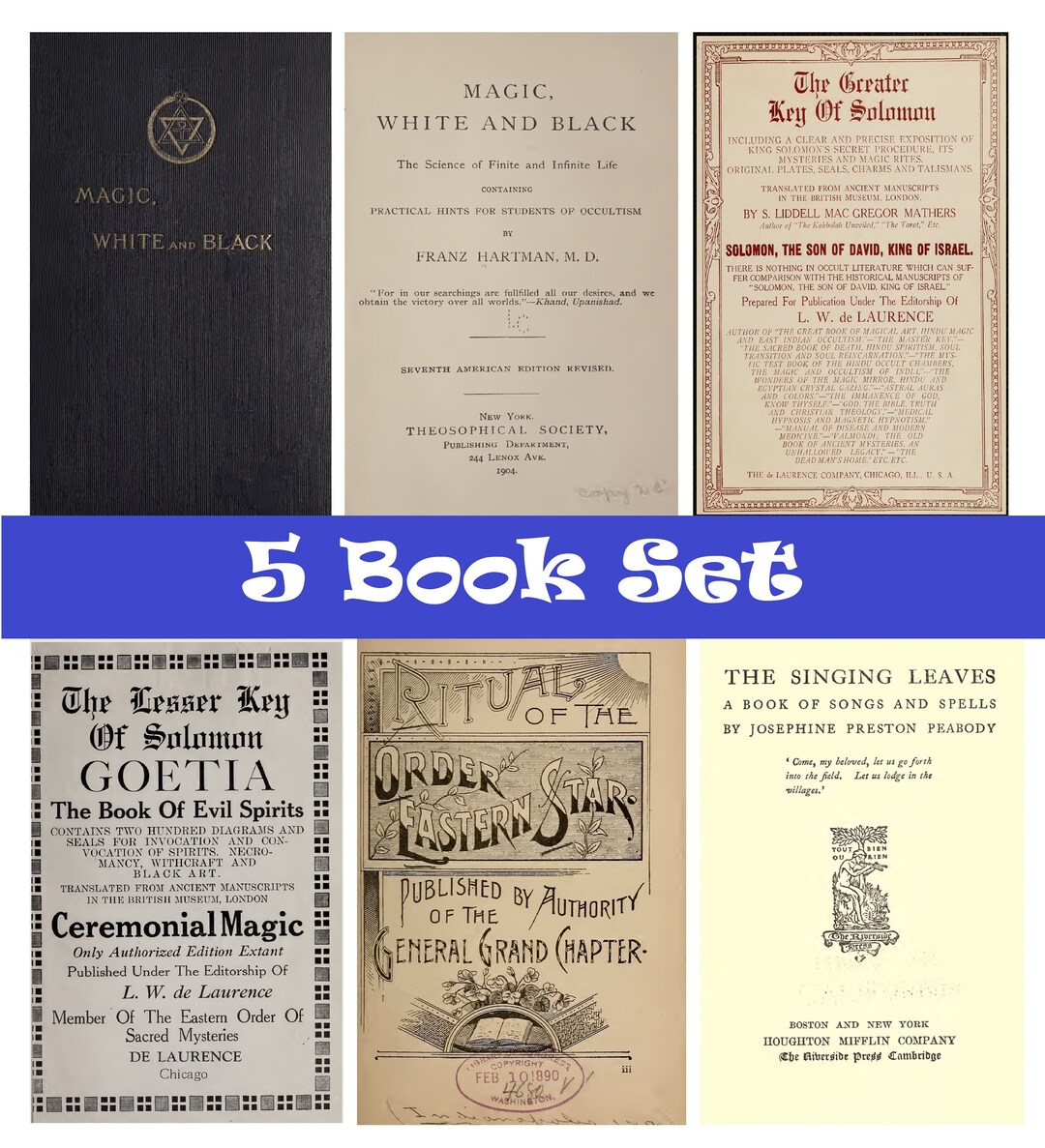 MAGIC 5 B00K Set 1890 Rare Tome Unabridged Old Knowledge-spirituality ...