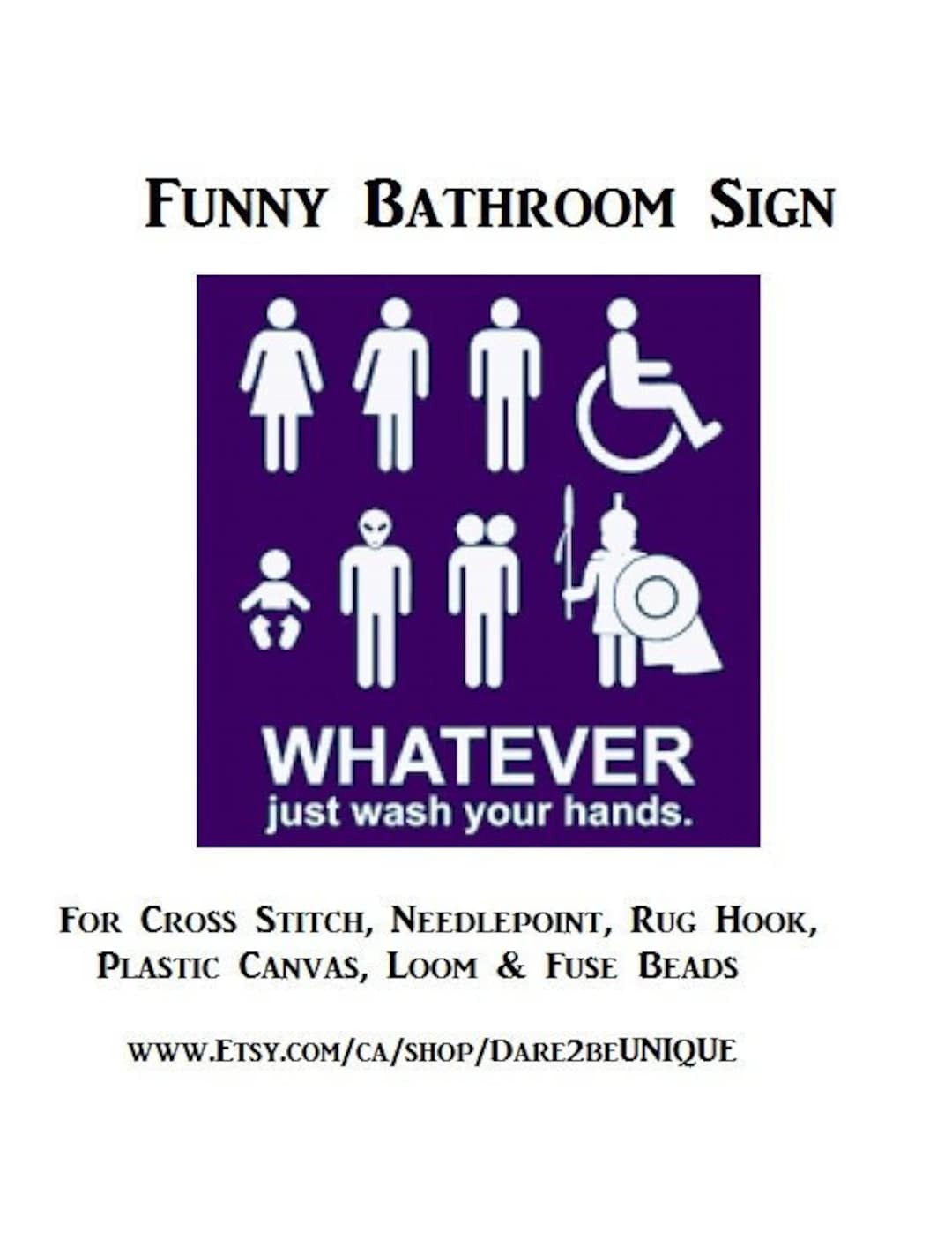 Restroom PATTERN for Cross Stitch-rug Hooking-plastic Canvas ...