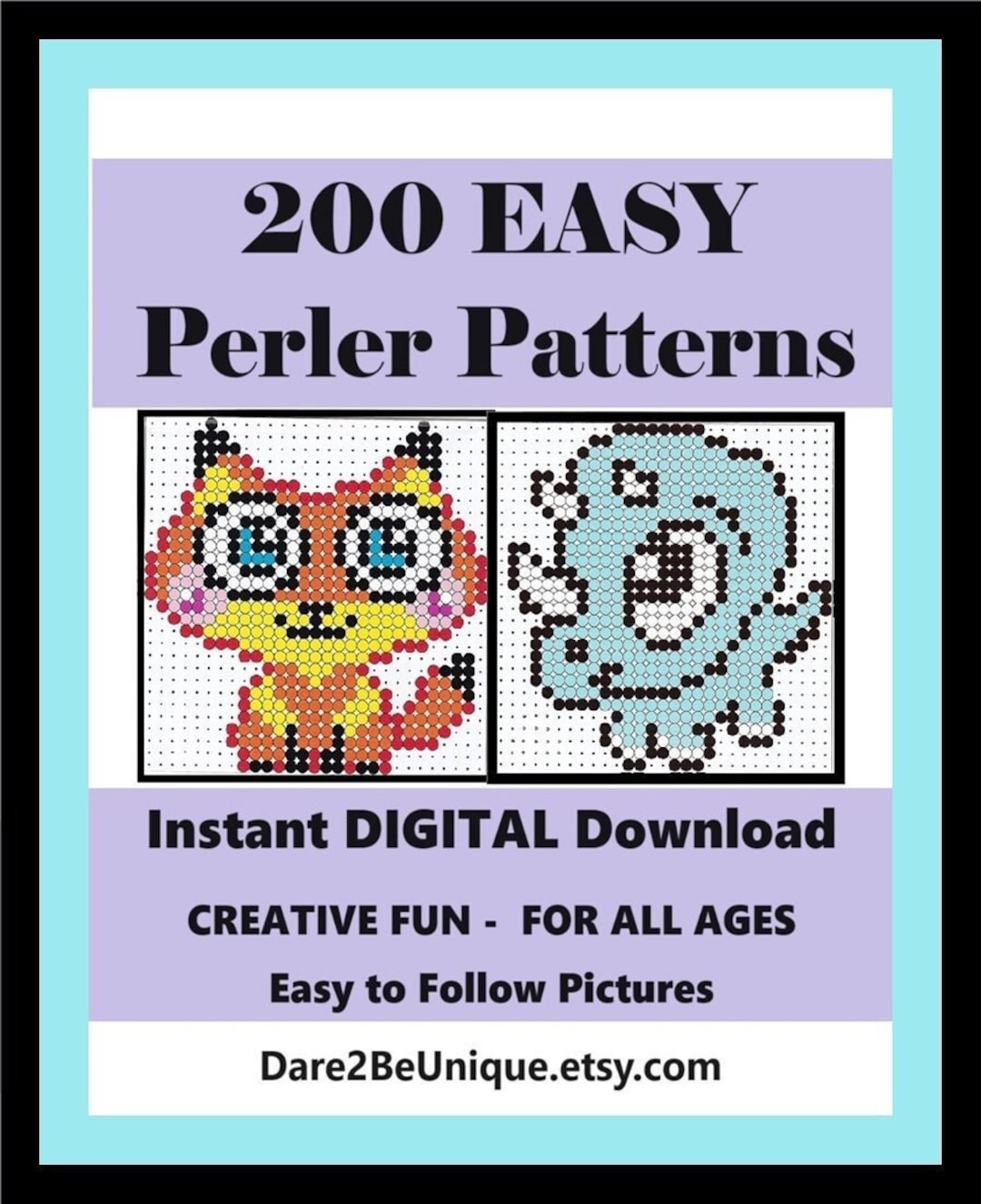 200 EASY Perler FUSE Bead Patterns-kids Crafts Pattern Templates for ...