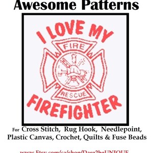 Firefighter PATTERN for Cross Stitch-rug Hooking-plastic Canvas ...
