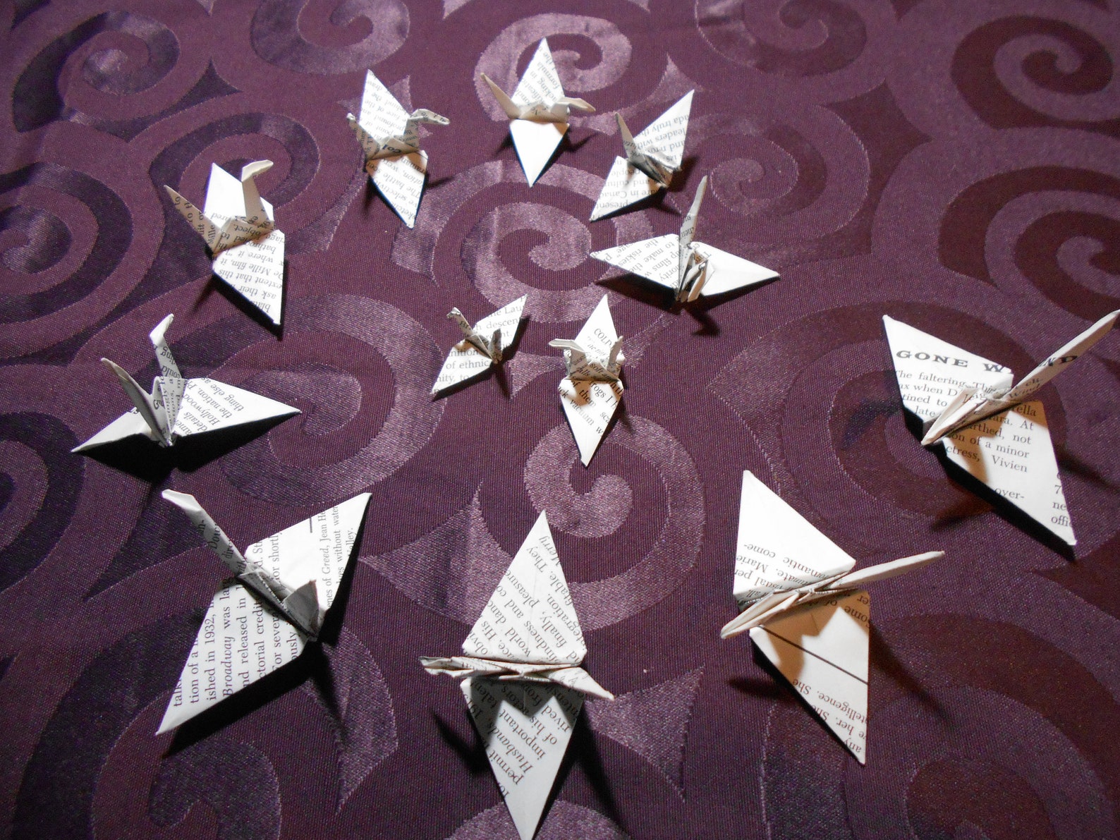 12 Origami Paper Cranes Black & White Peace Cranes Made From - Etsy