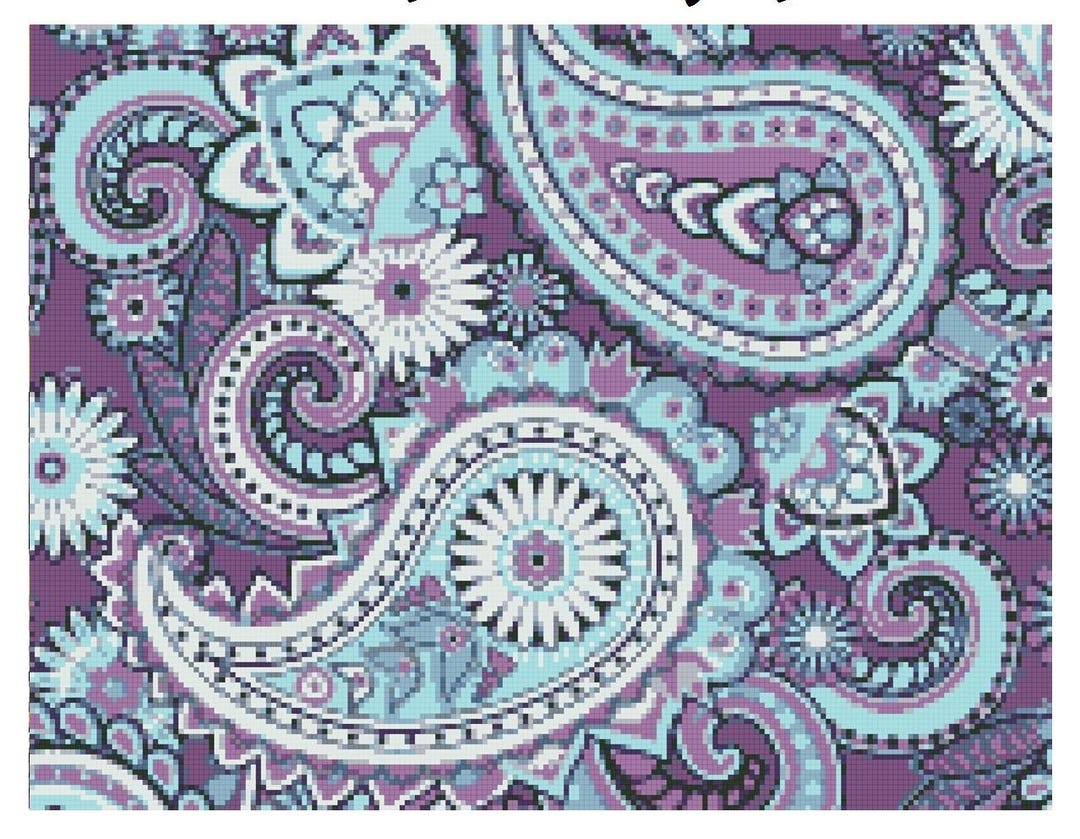 4 Ocean Paisley PATTERNS for Counted Cross Stitch-rug Hooking-plastic ...